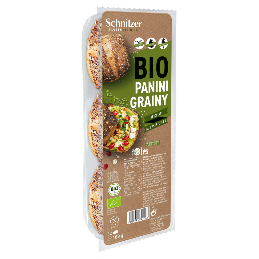 Schnitzer Organic Panini grainy 180gr (3pieces) – Glutenfree HK